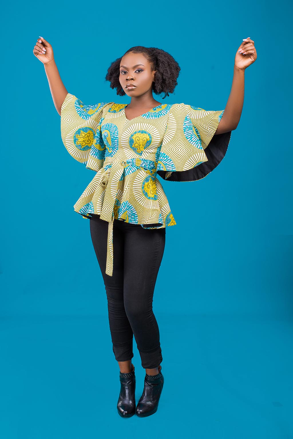Maya Peplum Afro Print Top - Afrohoard.com